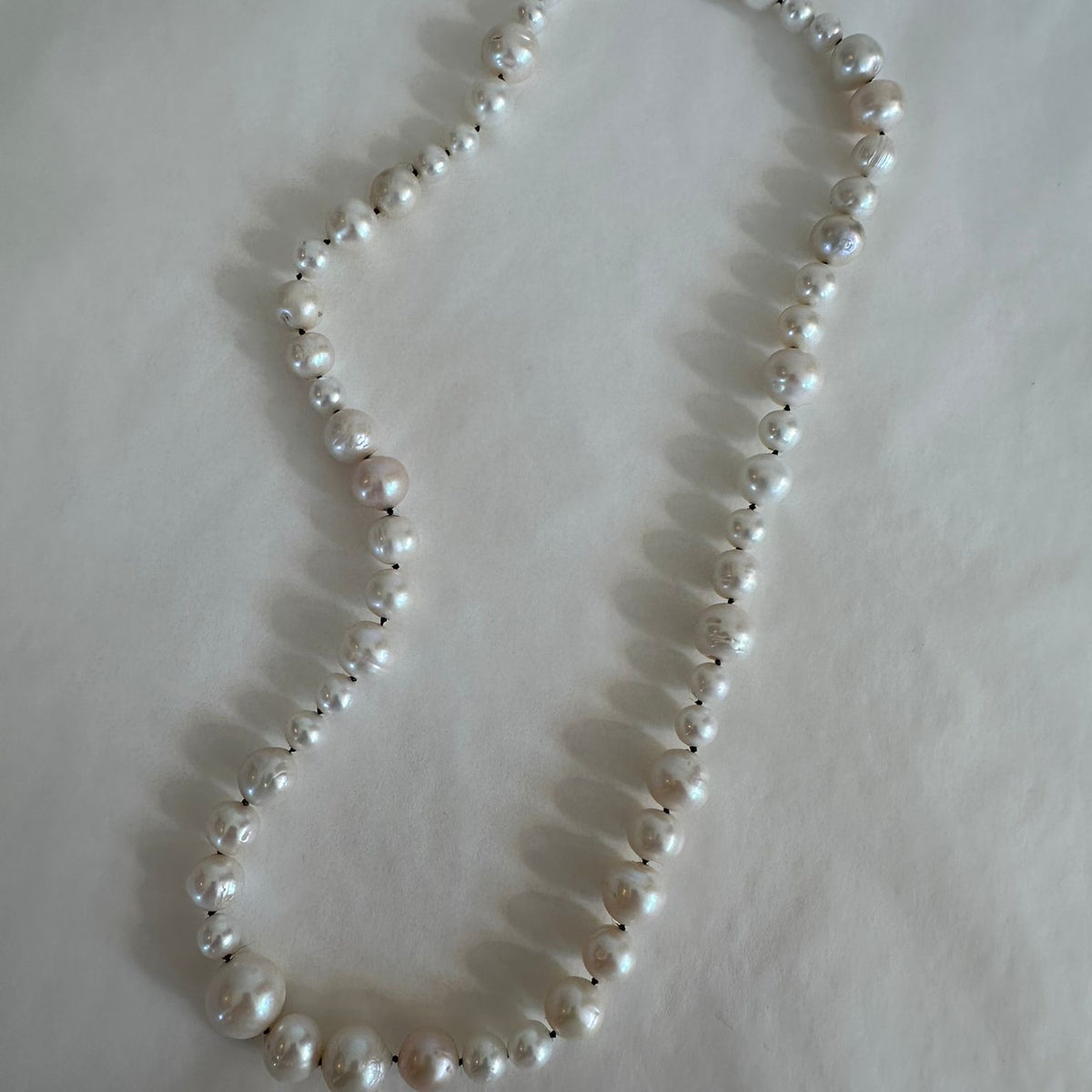 MARICHELLE / BIGGIE PEARL NECKLACE, BLACK CORD – RIKA STUDIOS
